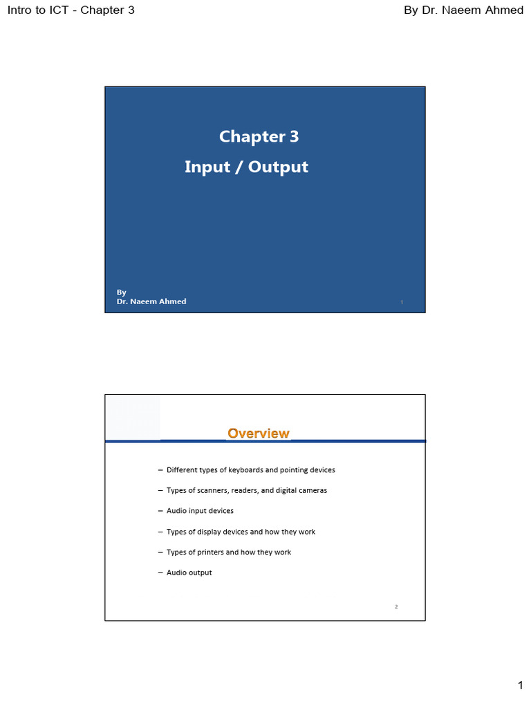 Slide 03 Input-Output Devices | Download Free PDF | Image Scanner | Radio Frequency Identification