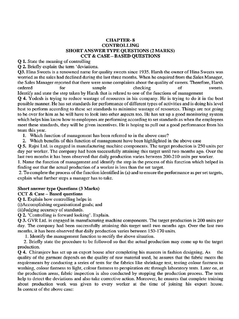 Controlling Practice Sheet | PDF