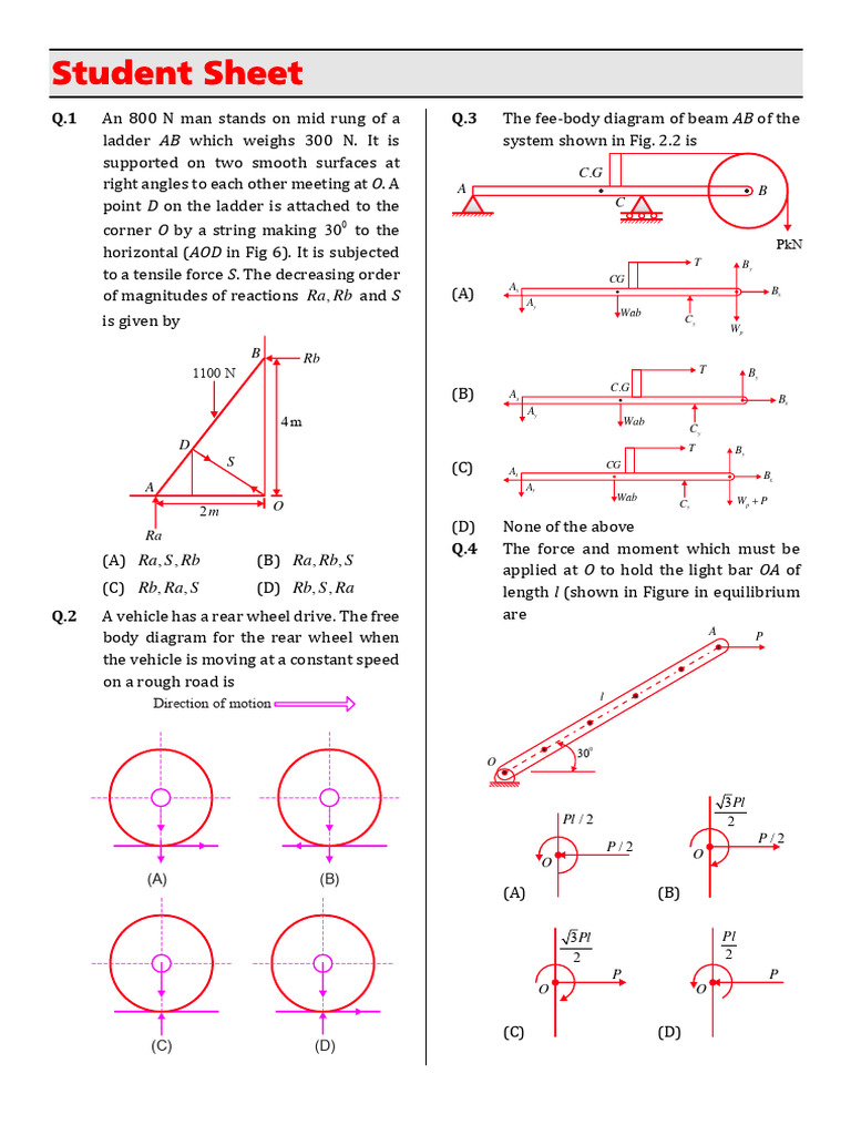 Force Analysis and Equilibrium Problems | PDF | Force | Tension (Physics)