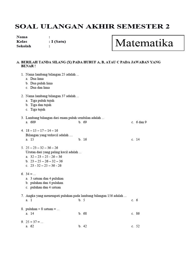 Soal Ulangan Akhir Semester 2 | PDF
