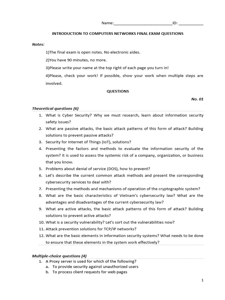 Final Test CyberSecurity 2022 | PDF | Security | Computer Security