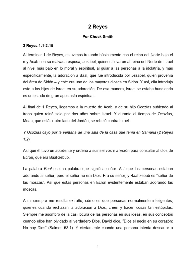 Es - 01012 - 2 Kings - 2 Reyes - Chuck Smith | PDF | Elijah | Creencia ...