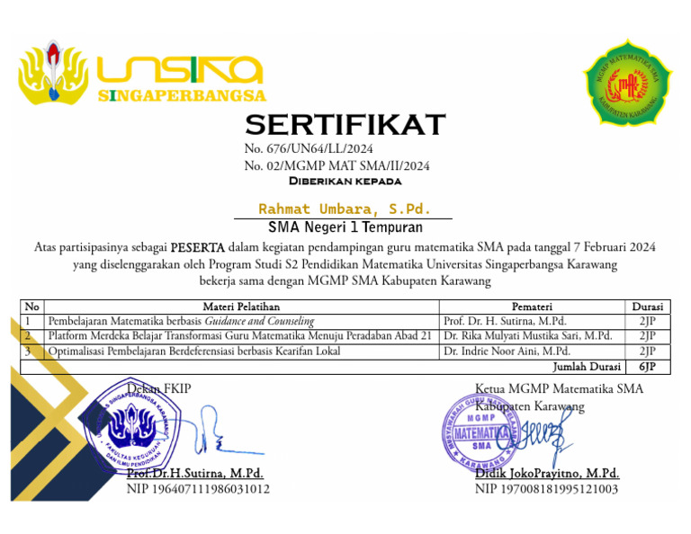 Sertifikat 6JP | PDF