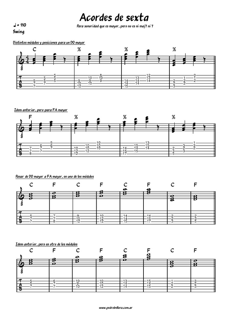 Acordes Sexta en Guitarra | PDF