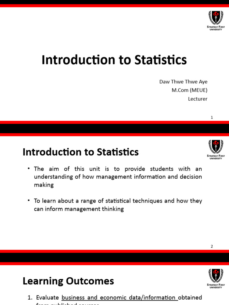 Introduction To Statistics and Data | PDF | Level Of Measurement | Statistics