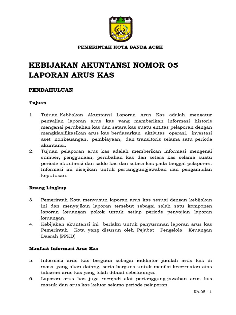 Kebijakan Laporan Arus Kas Pemkot | PDF | Bisnis | Pengelolaan Keuangan ...
