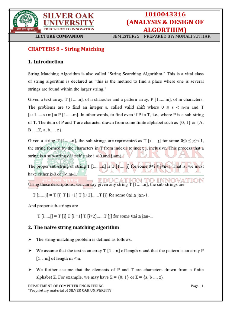SOU Lecture Handout ADA Unit-8 | Download Free PDF | Computer Programming | Algorithms And Data ...