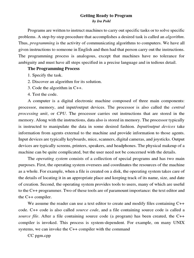 Getting Ready To Program | PDF | Input/Output | Central Processing Unit