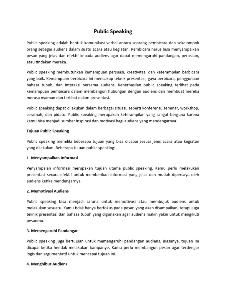 Public Speaking | PDF