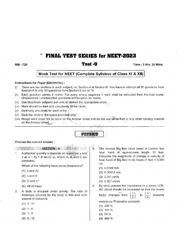 Final Test Series - 9 | PDF
