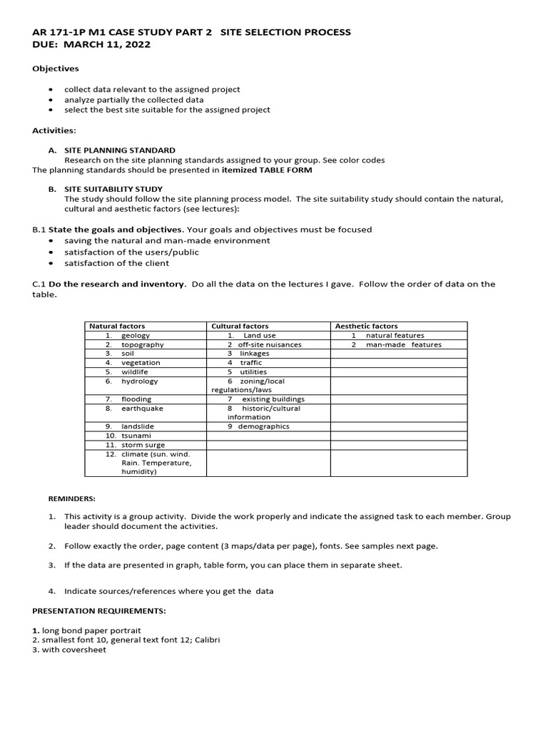 Site Selection Process for M1 Case Study | PDF | Map | Topography