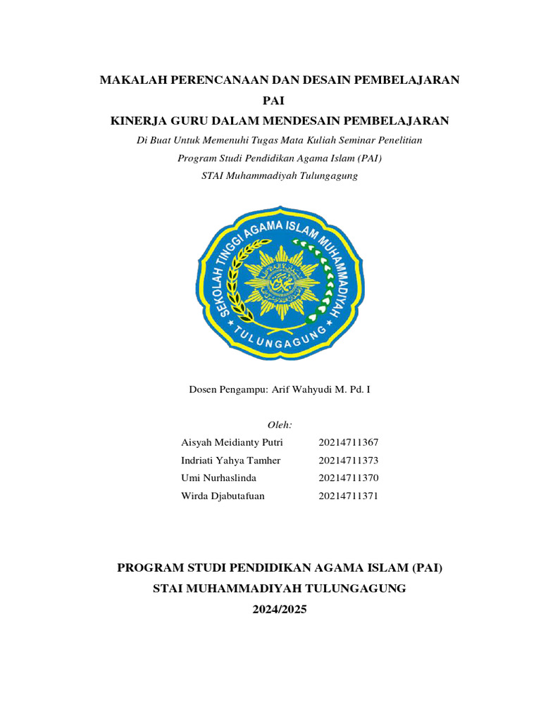 Makalah Perencanaan Dan Desain Pembelajaran PAI | PDF