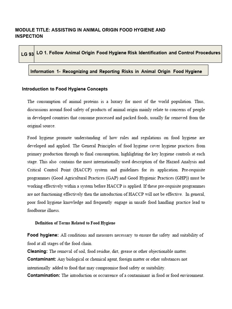 Animal Origin Food | PDF | Food Safety | Risk