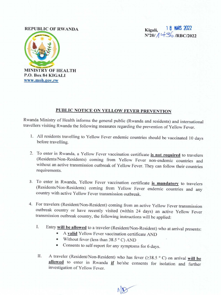 Public Notice On Yellow Fever Prevention | PDF