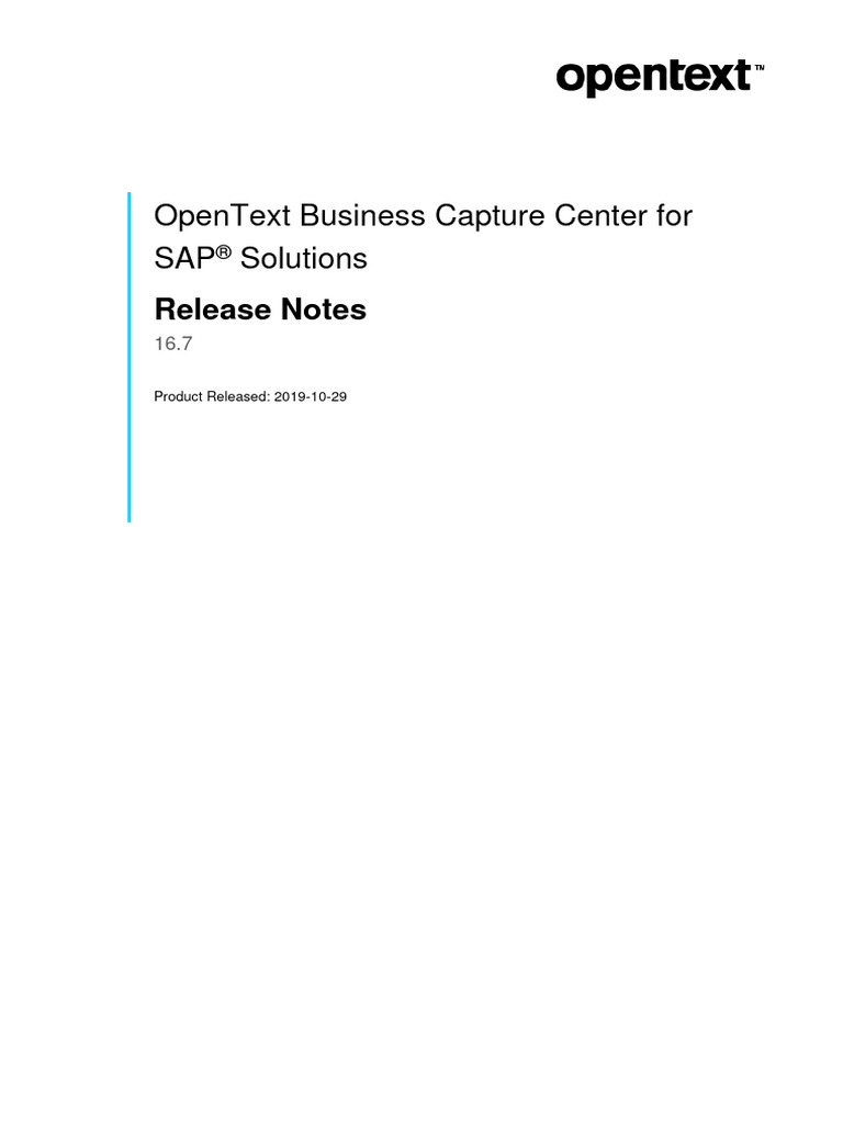 Business Center Capture For SAP Solutions 16.7 Release Notes | PDF ...