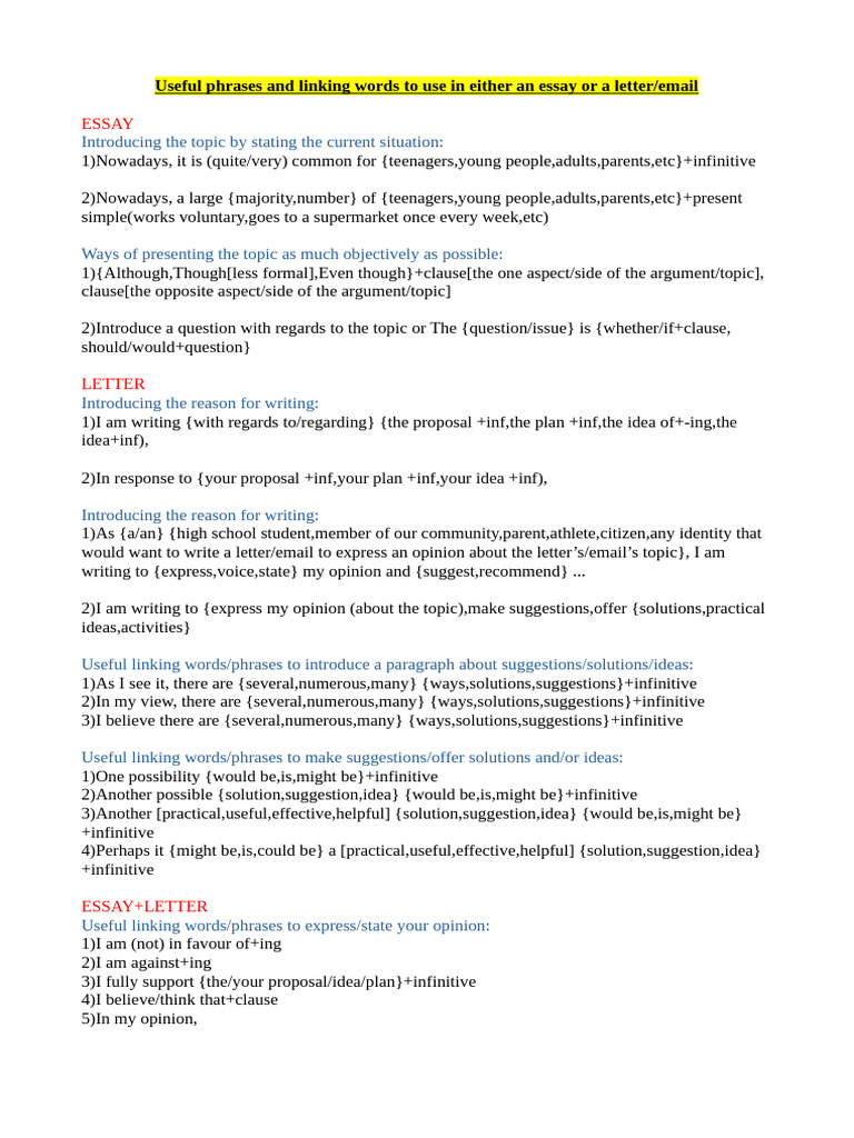 Essay and Letter tips | PDF | Essays | Reason