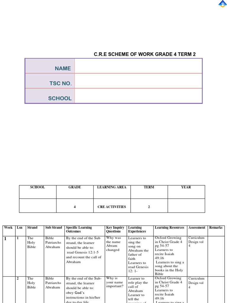 Cre GD 4 Term 2 11 Weeks | PDF | Jesus | Abraham