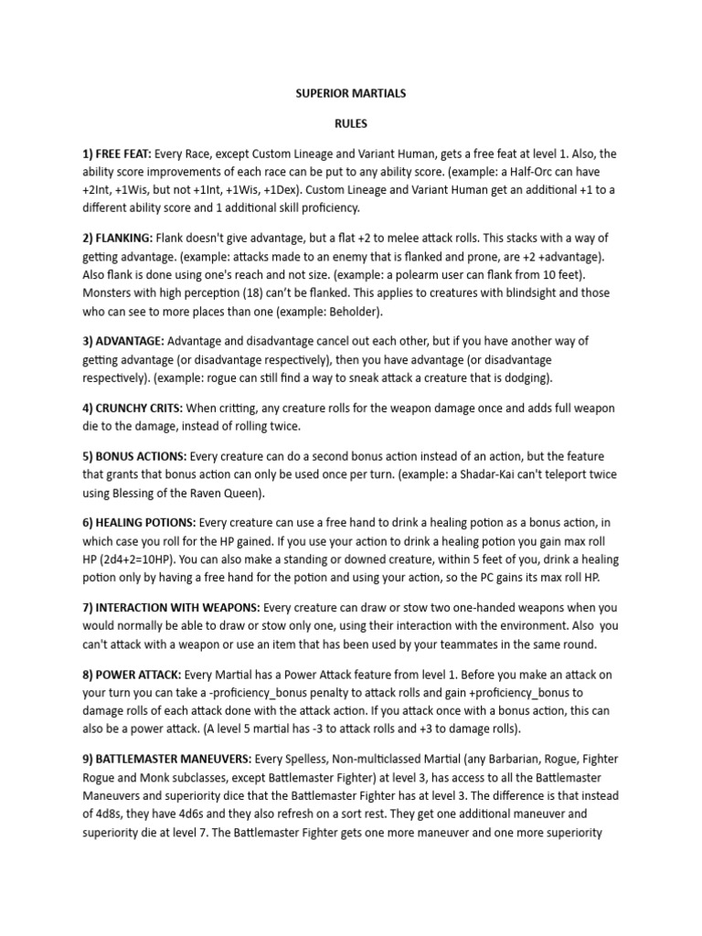 Superior Martial Rules | PDF | Dungeons & Dragons | D20 System