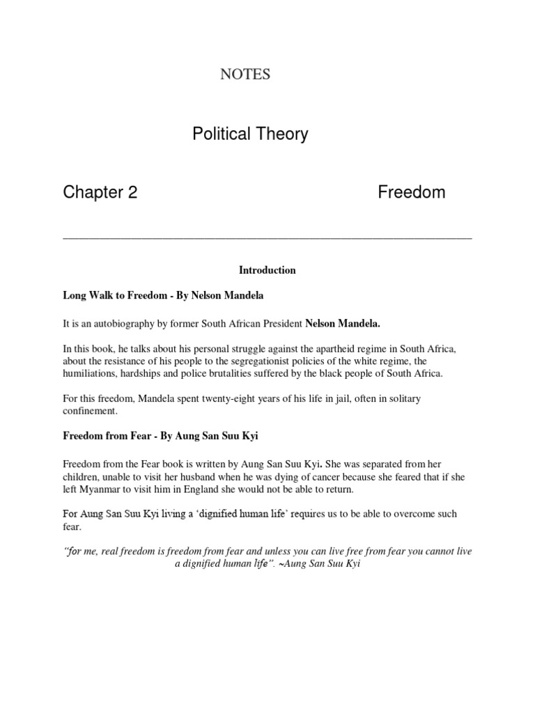 Freedom An Overview XI Notes | PDF | Liberty