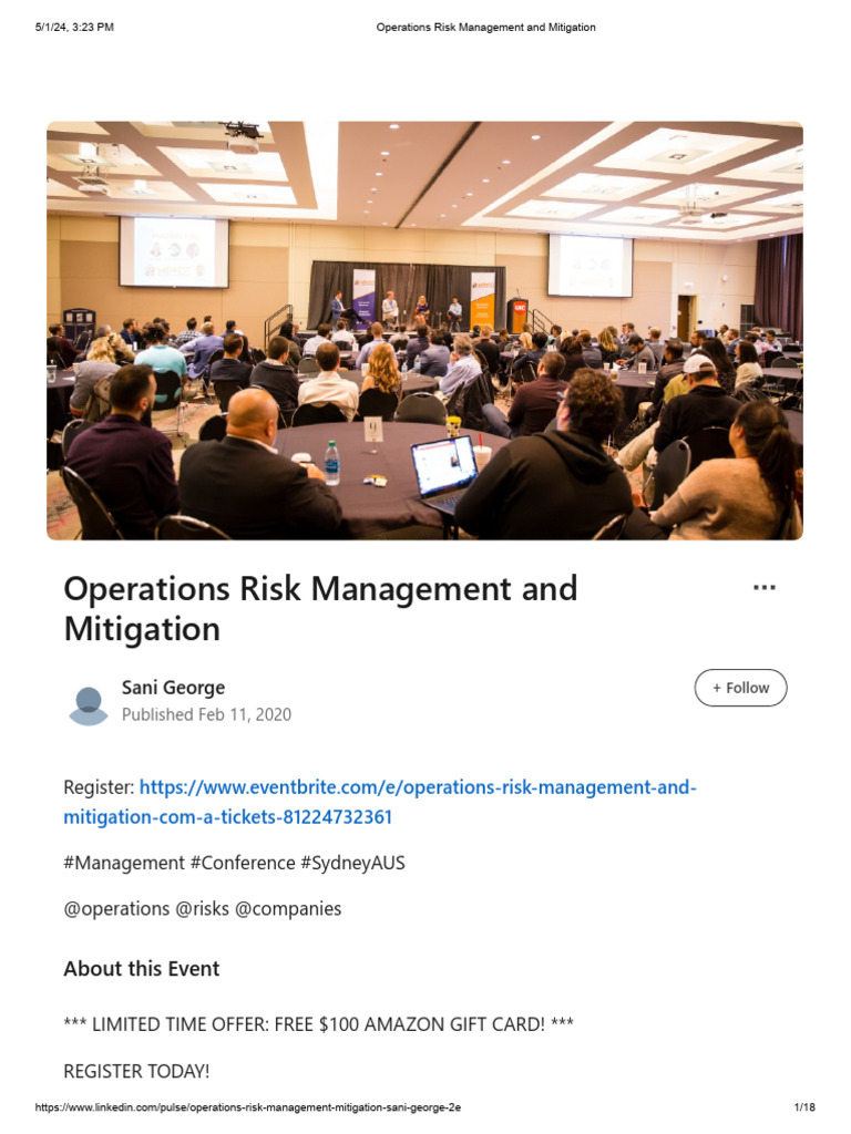 Operational Risk Management Course | PDF | Operational Risk | Risk