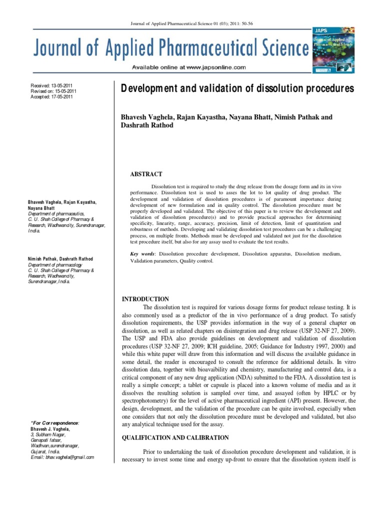 Development And Validation Of Dissolution Procedures Pdf Assay Accuracy And Precision