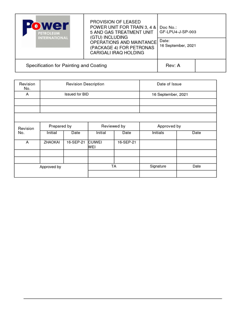 GF LPU4 J SP 003 Spec for Painting and Coating | PDF | Paint ...
