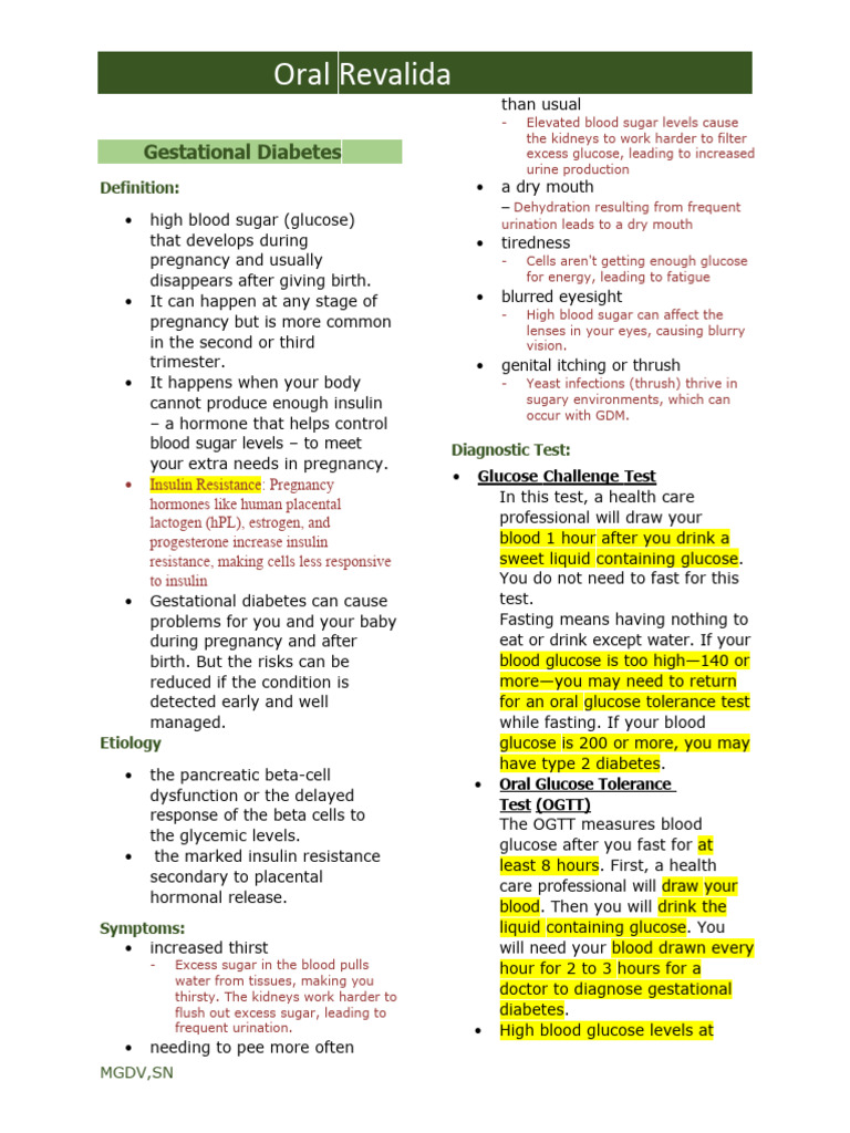 Oral Revalida 1 | PDF | Gestational Diabetes | Diabetes