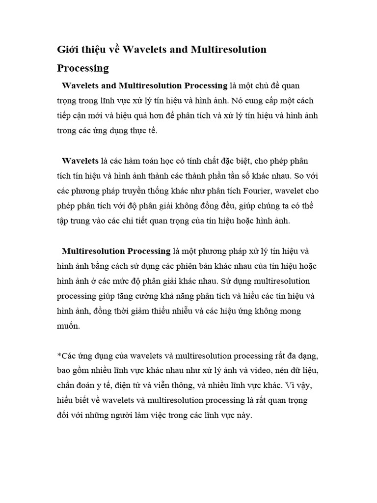 Wavelets and Multiresolution Process | PDF