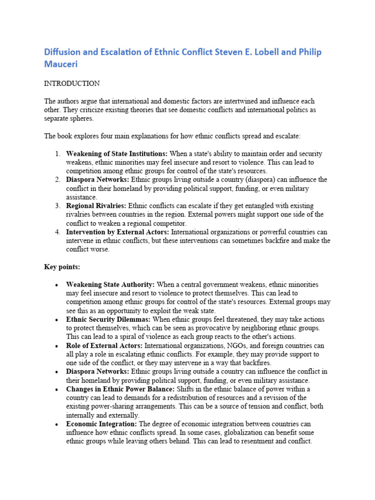 Ethnic Conflict: Spread & Escalation | PDF | Globalization | Violence