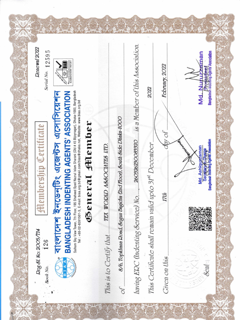 Membership Certificate (Indenting) - 22 | PDF
