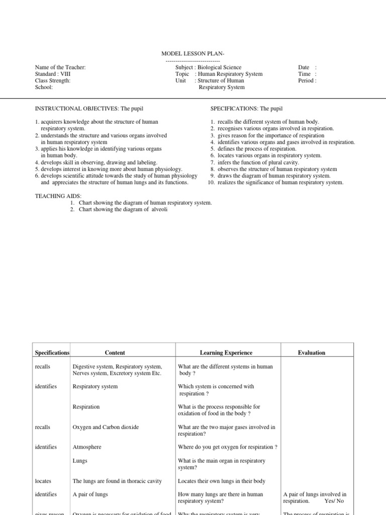 2 3 4-Lesson-Plan | PDF | Respiratory System | Atoms