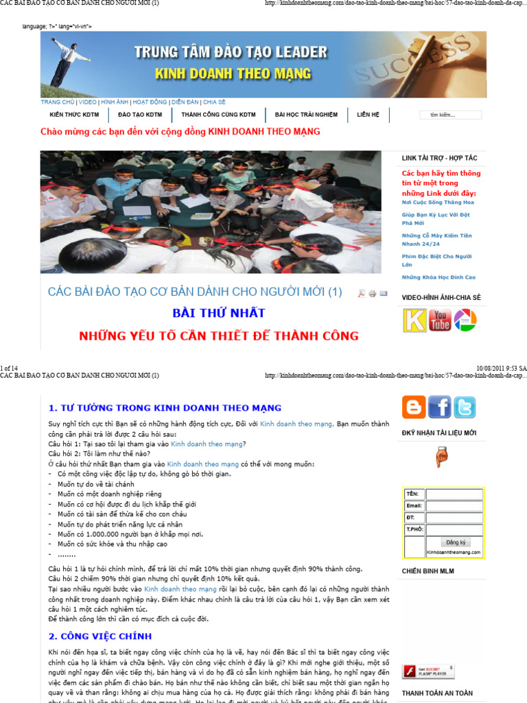 Kinh Doanh Theo M NG - Các Bài Đào T o Cơ B N Dành Cho Ngư I M I | PDF