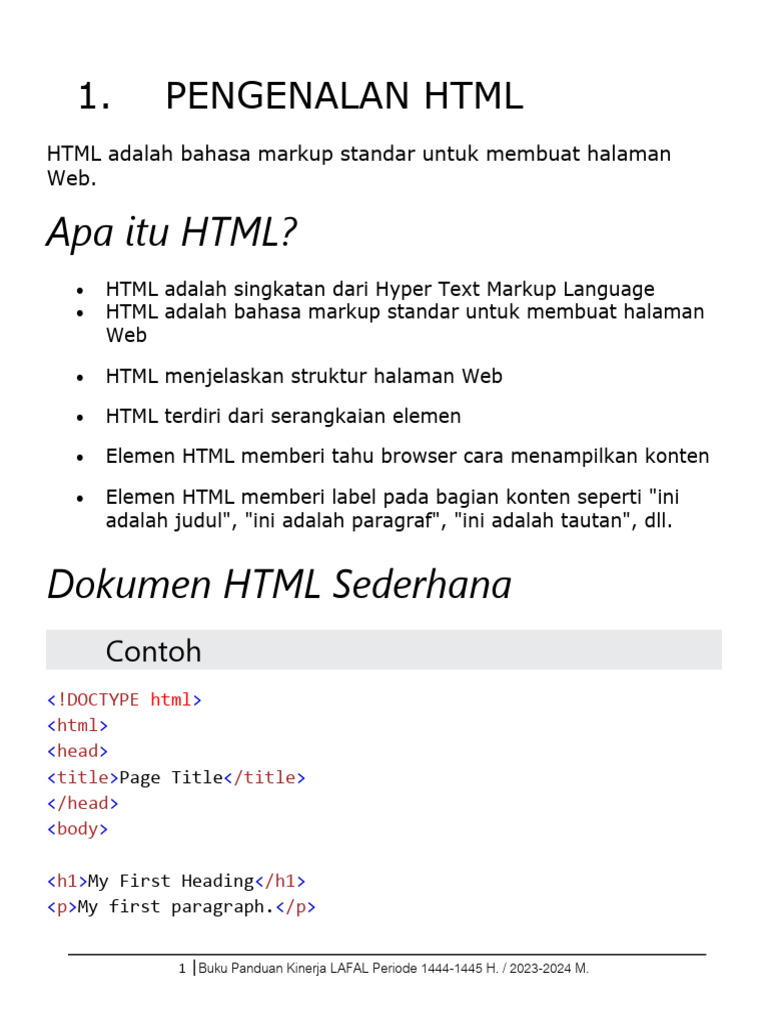 Panduan Dasar HTML untuk Pemula | PDF