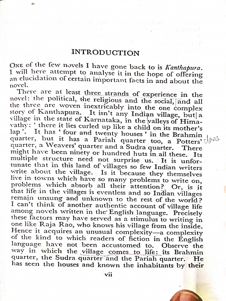 Introduction of Kanthapura by Raja Rao | PDF