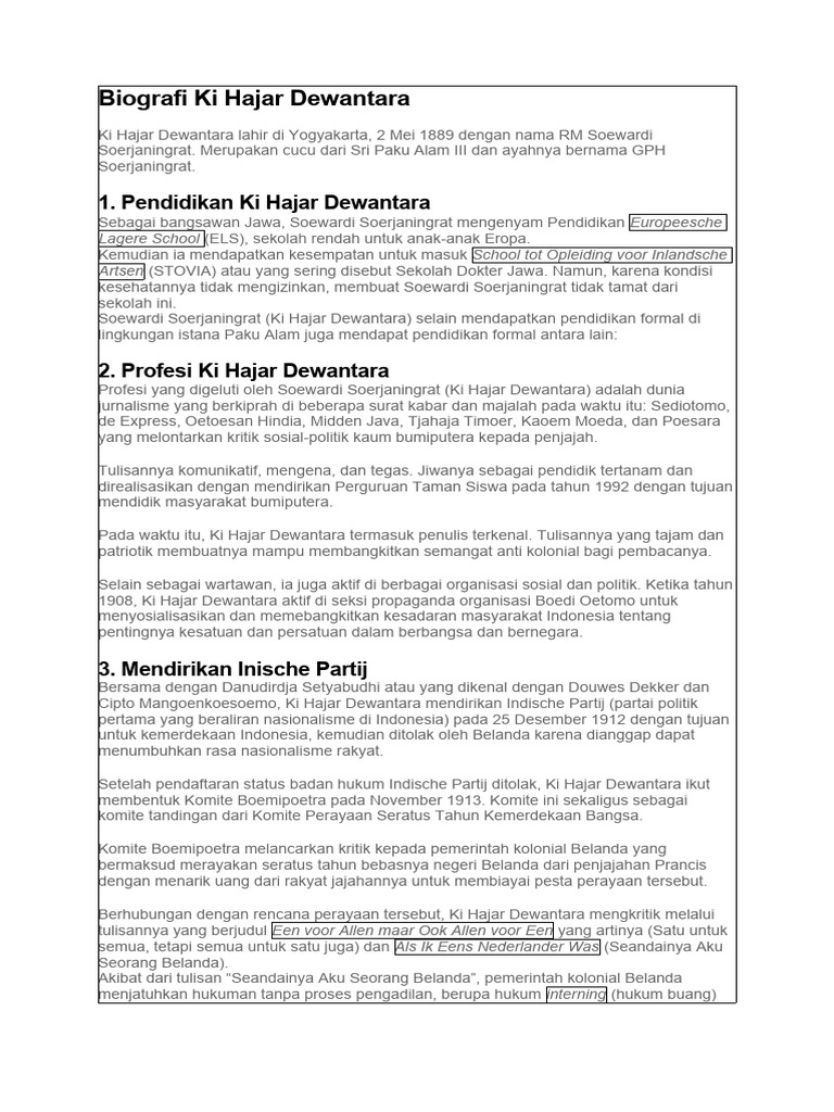 Biografi Ki Hajar Dewantara | PDF