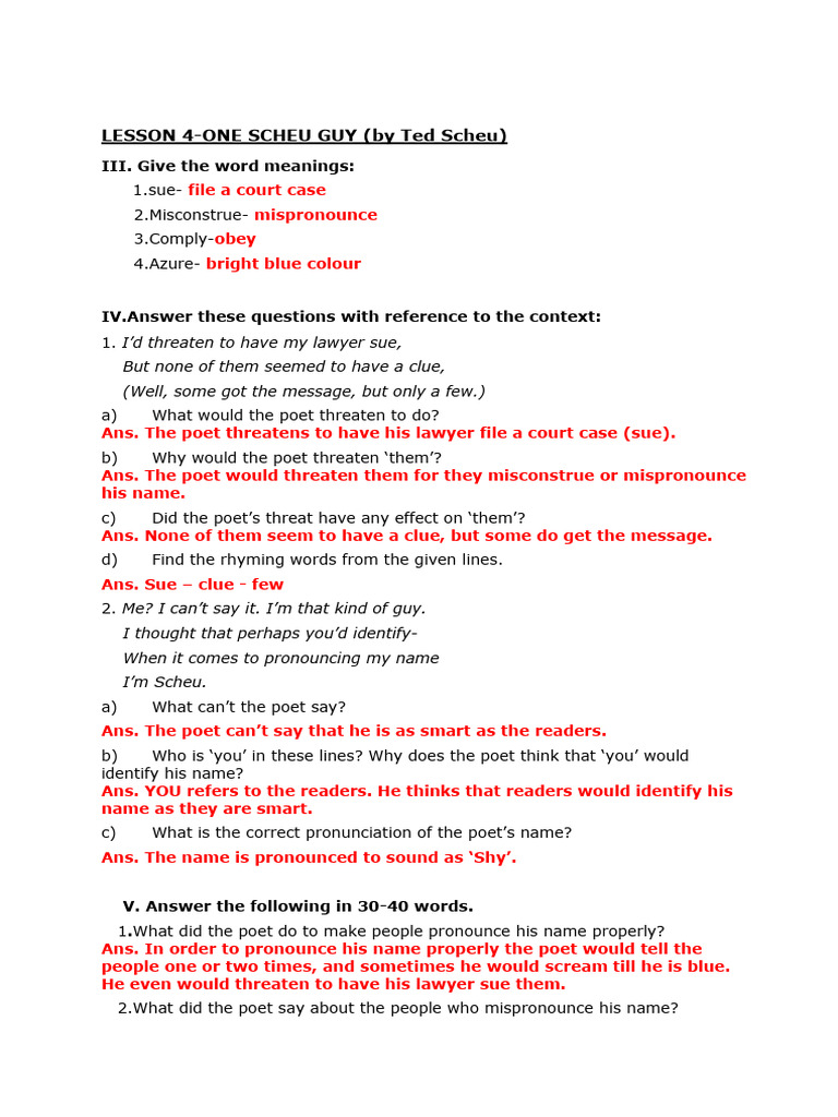 Notes For One Scheu Guy | PDF | Rhyme | Poetry