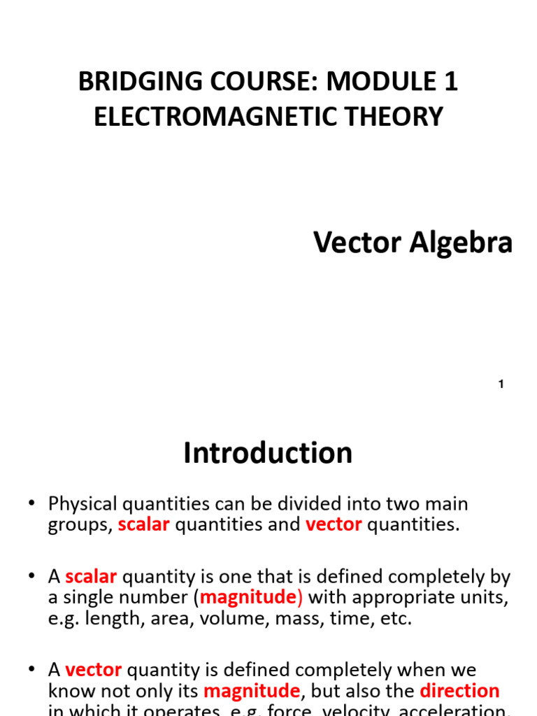 Chapter 1 Vector Algebra Pdf Euclidean Vector Mathematics