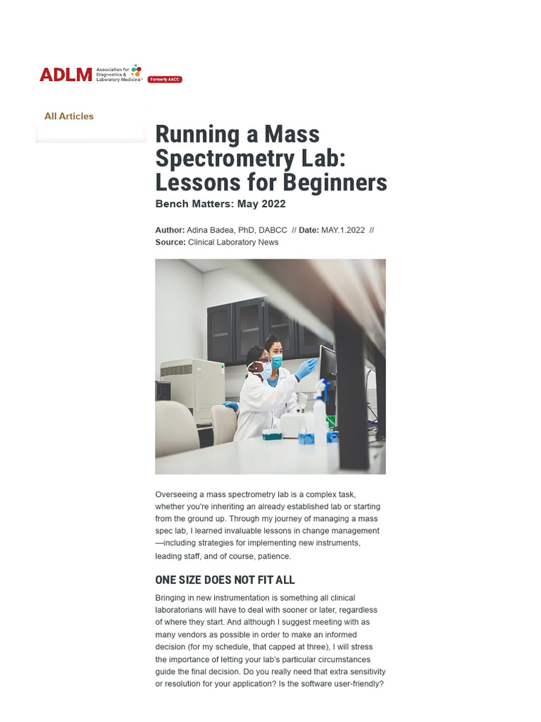 Running A Mass Spectrometry Lab - Lessons For Beginners | PDF ...