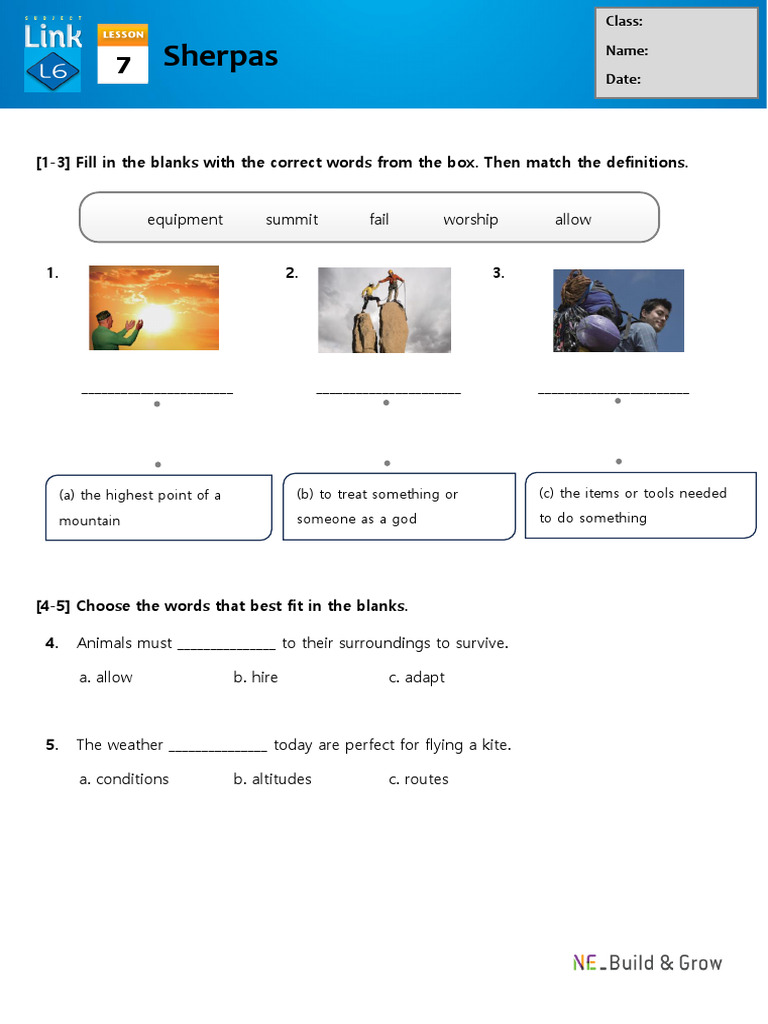 Subject Link 6 - L7 - Lesson Test | PDF | Mount Everest | Mountaineering