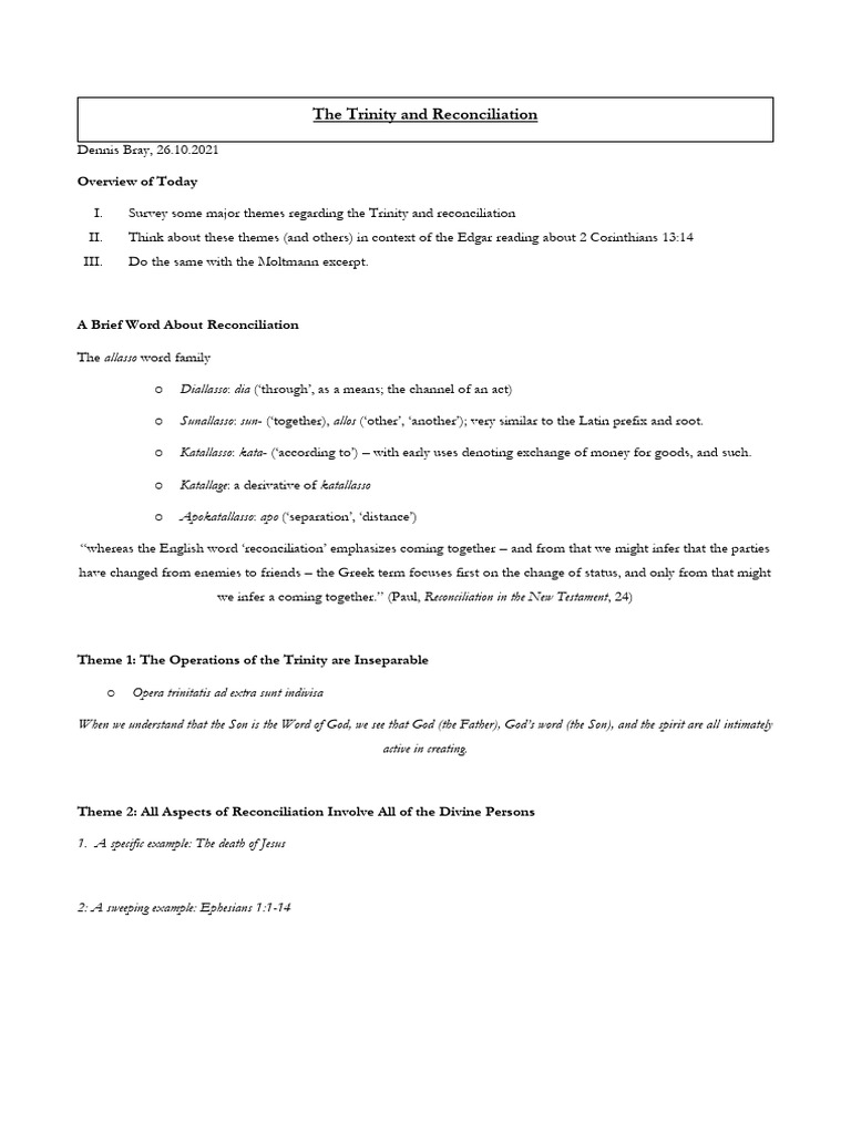 Student Handout | PDF | Trinity | Theology Student Handout | PDF | Trinity | Theology