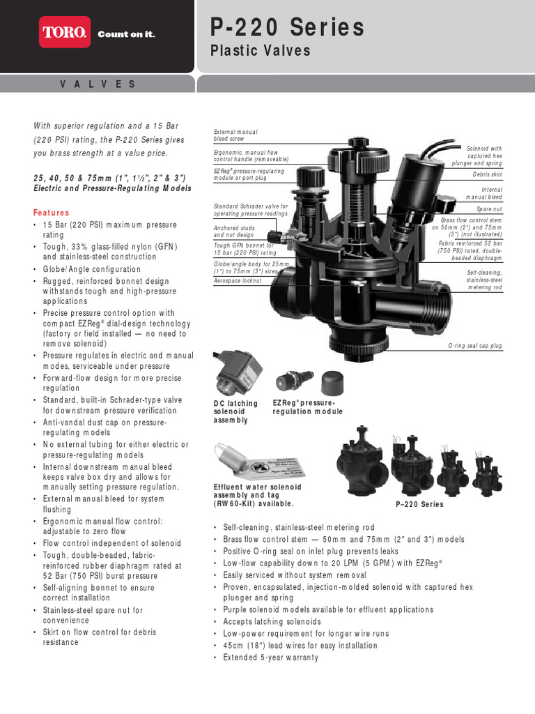 Valve P220 Brochure | Download Free PDF | Valve | Manufactured Goods