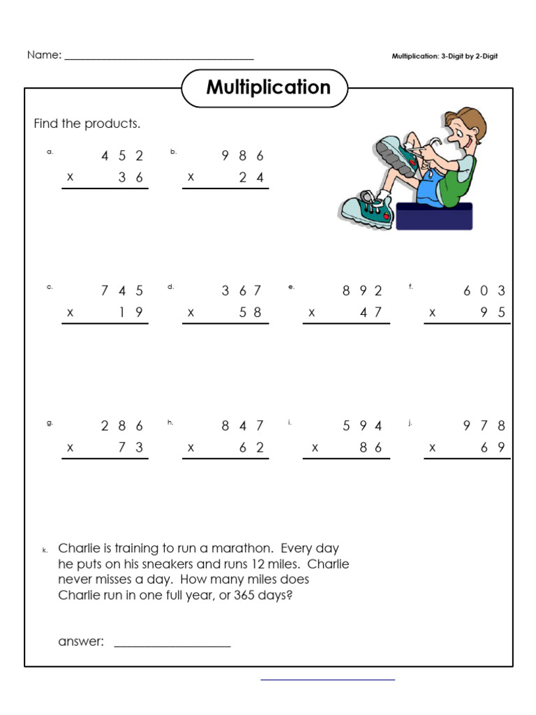 3-Digit by 2-Digit Multiplication Worksheet | PDF