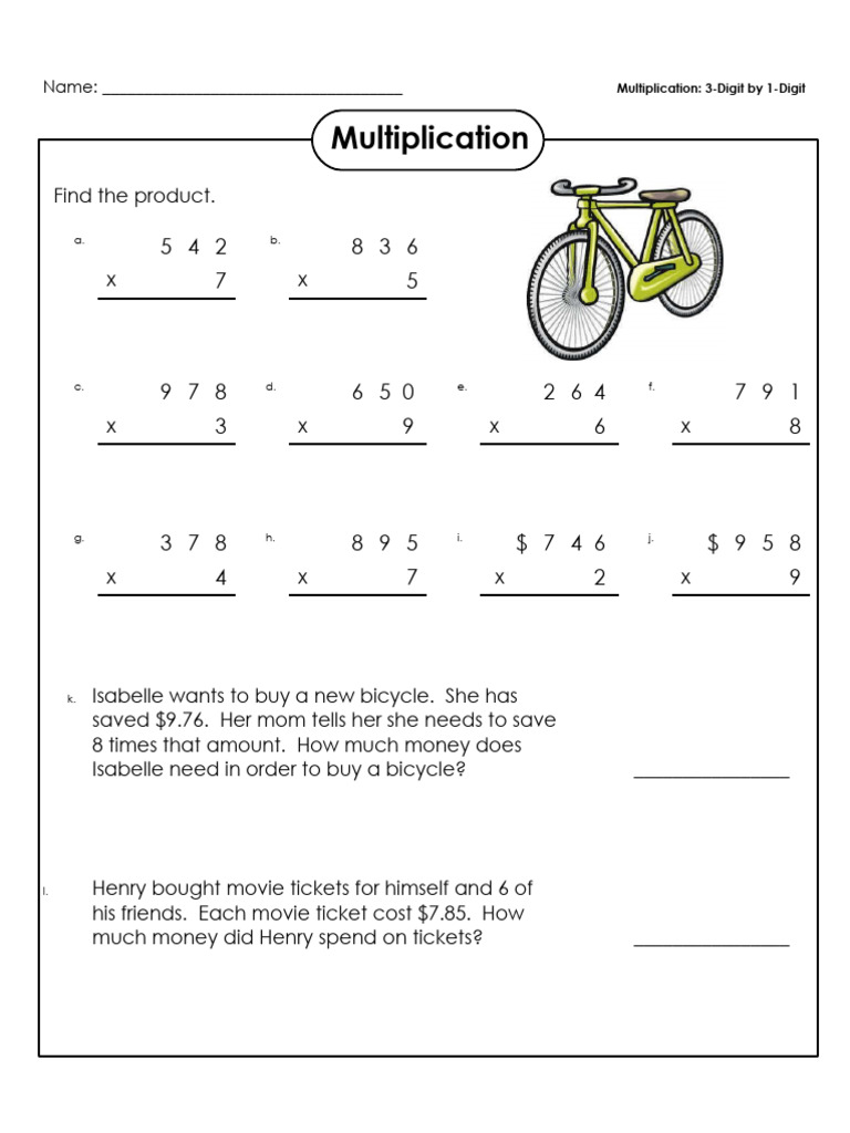 3 Digit Multiplication | PDF