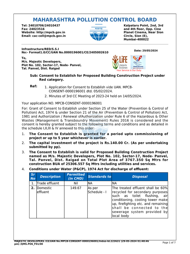 Maharashtra Pollution Control Board: Date: 29/05/2024 | PDF | Sewage ...
