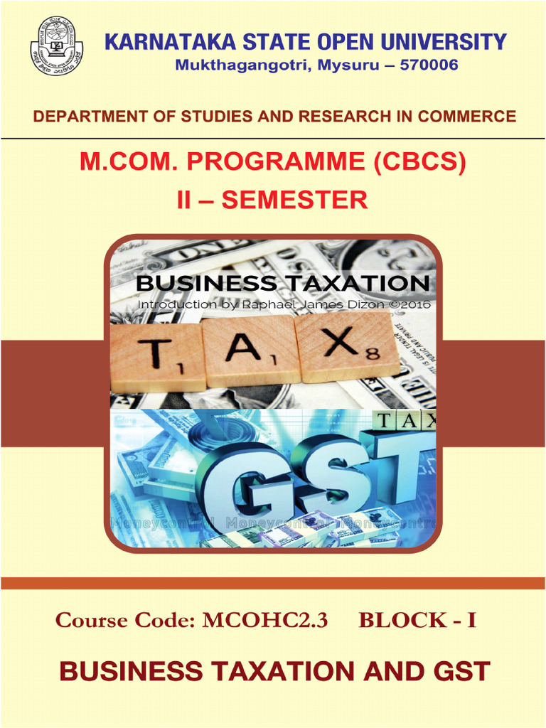 Business Taxation and GST Overview | PDF | Taxes | Expense