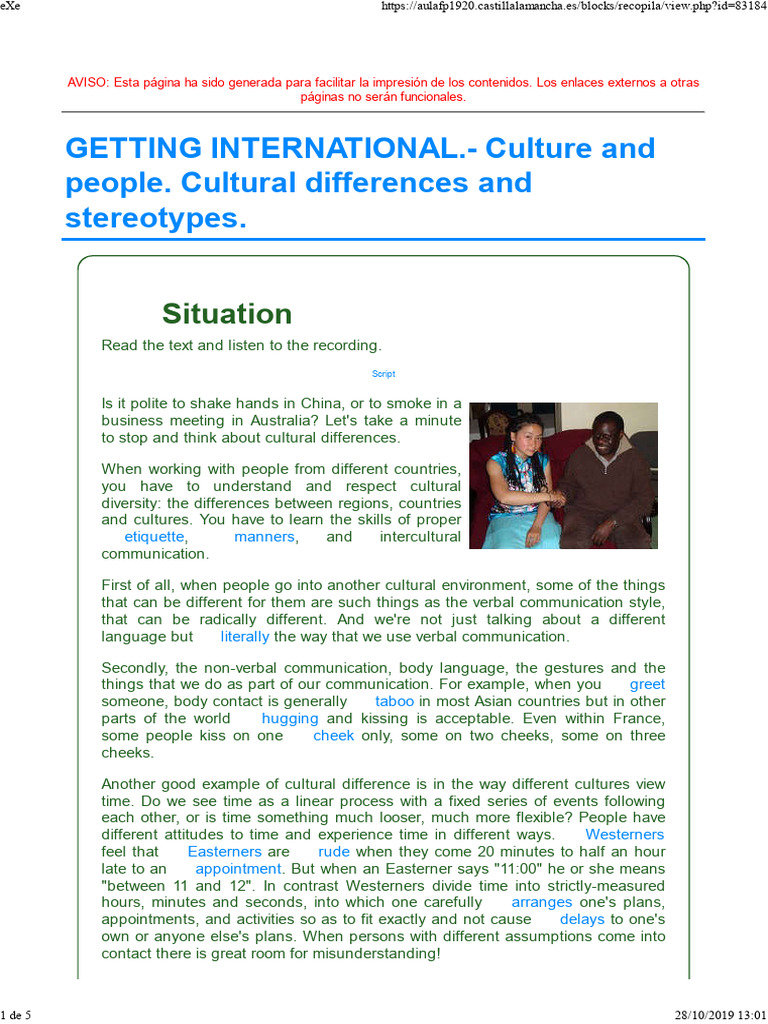 AF Unit1 Culture and People | PDF | Communication | Stereotypes