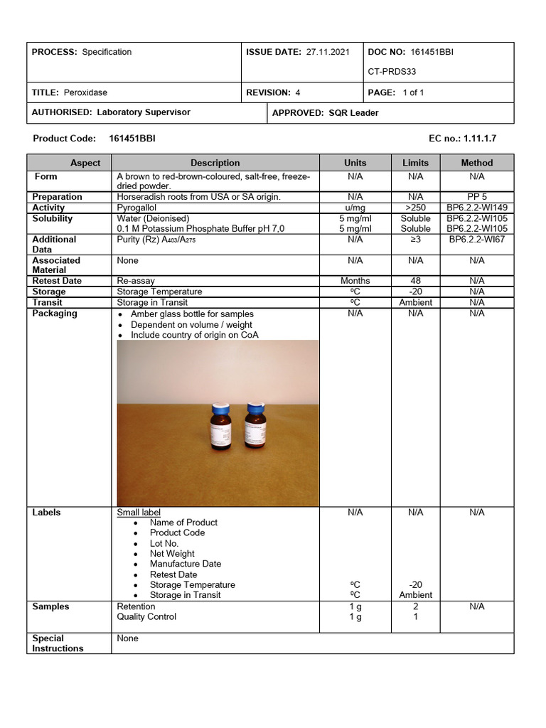 Product Specification | PDF | Chemistry