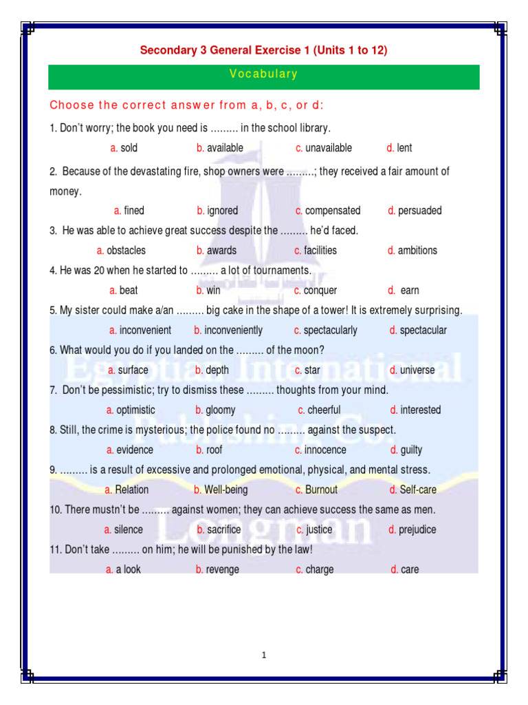 Sec 3 - 2023 - General Exercises 1 (1-12) - Not Answered | PDF ...