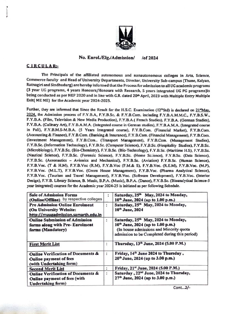 Patkar College 13univ. UG Admission Schedule - Compressed | PDF | Economies