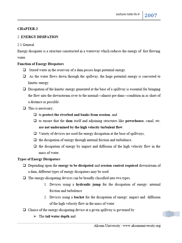 CHAPTER-2 (Energy Dissipater) | PDF | Spillway | Dissipation